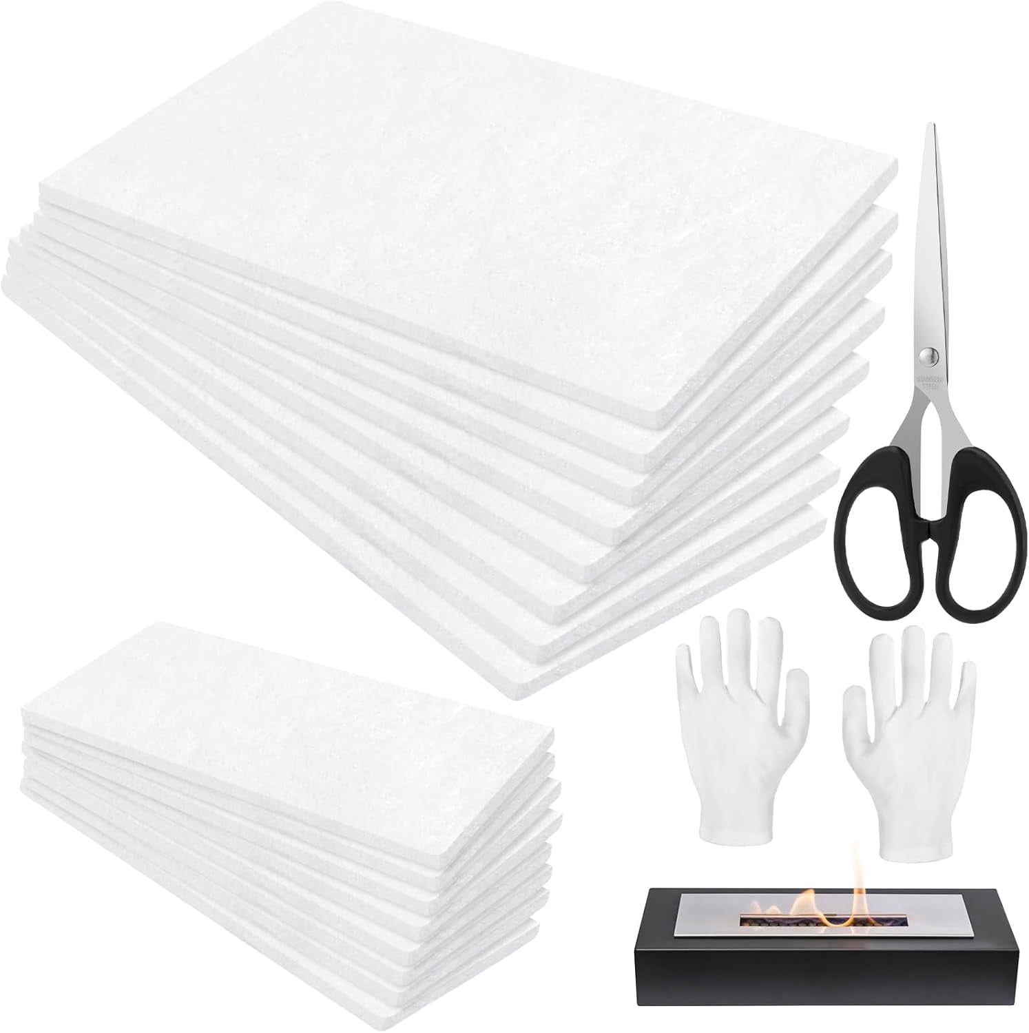 16 Pcs Tabletop Fire Pit Ceramic Wool Wick,8Pcs 11.8"×7.9" and 8Pcs 4.7 ...