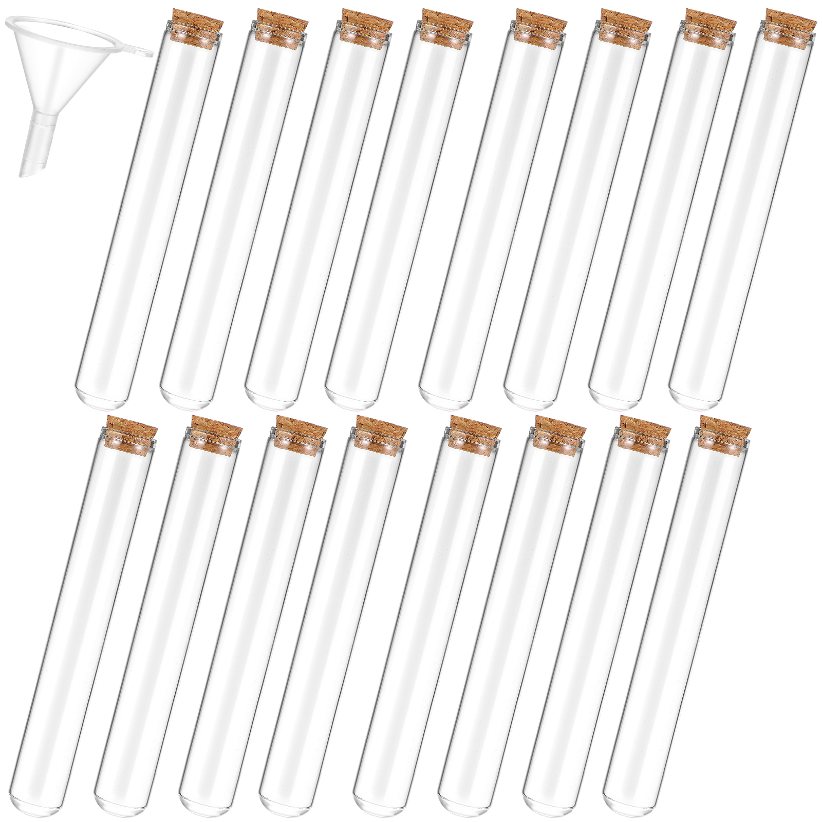 Eease 16 Clear Glass Test Tubes with Cork Stoppers & Funnel - Walmart.com