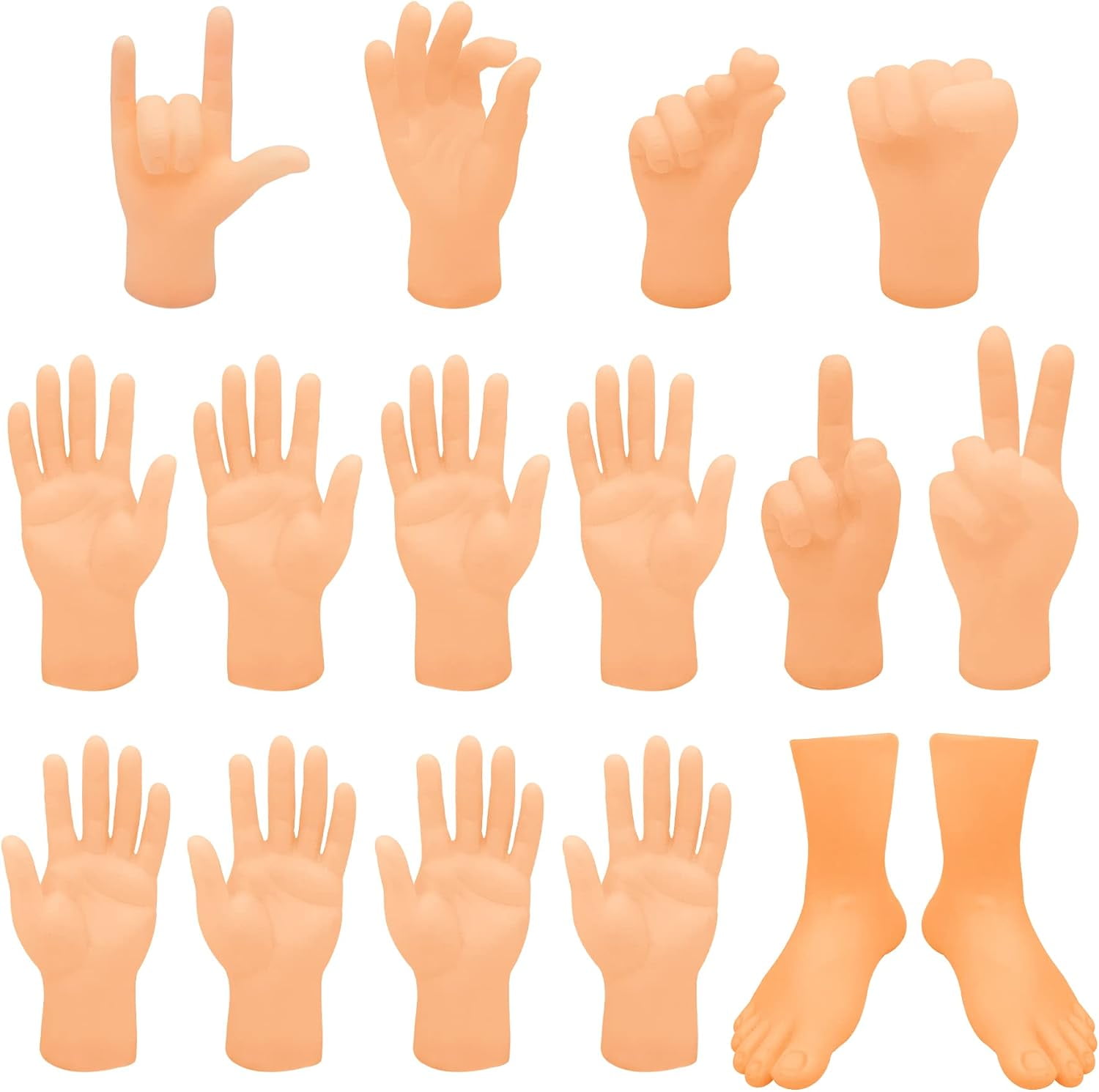 16 Pcs Tiny Finger Hands Mini Rubber Finger Puppets Realistic Little ...