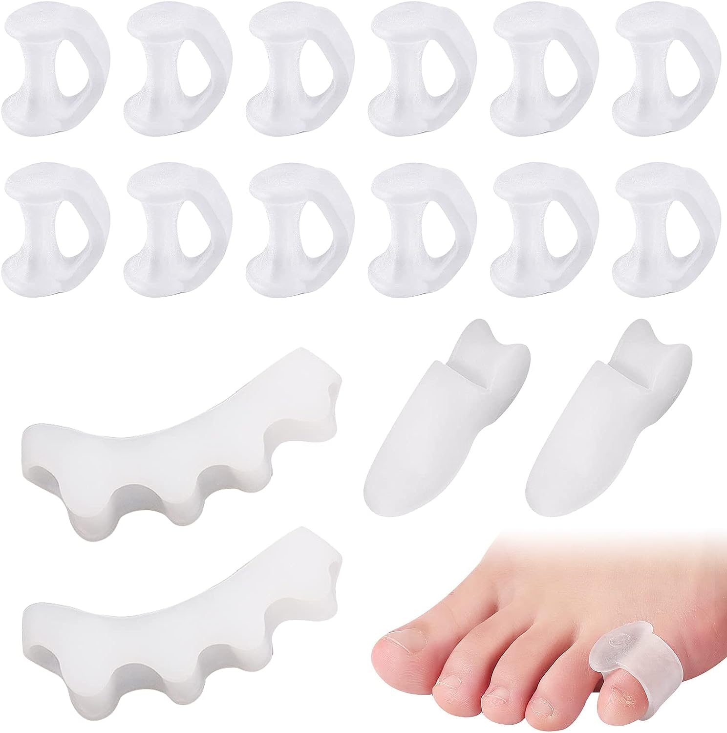 16 Pcs Toe Separators, Gel Overlapping Toes Soft Toes Straightener, Toe ...