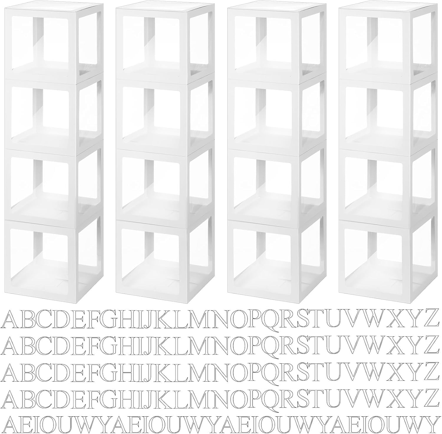 16 Pcs Transparent Balloon Boxes Clear Balloon Boxes with 132 Letters ...