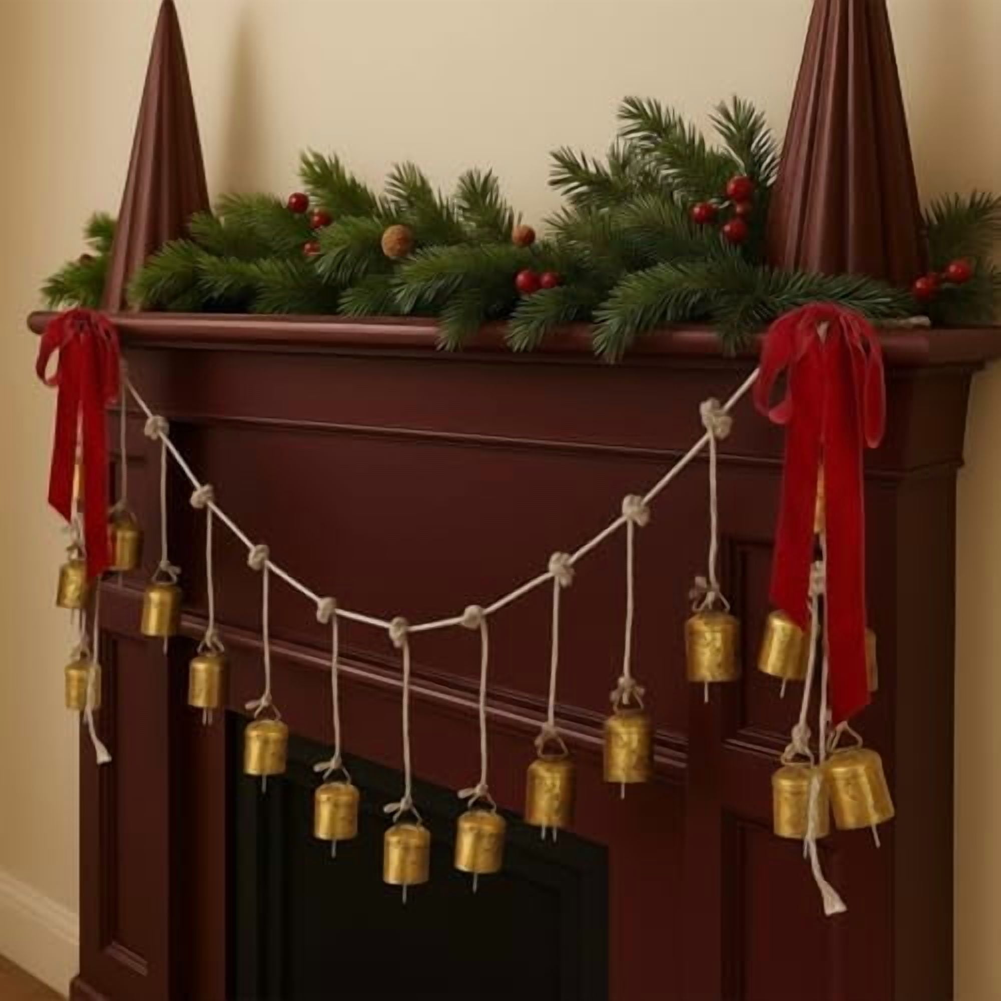 16 Pcs Vintage Gold Christmas Cow Bells Garland Rustic Hanging ...