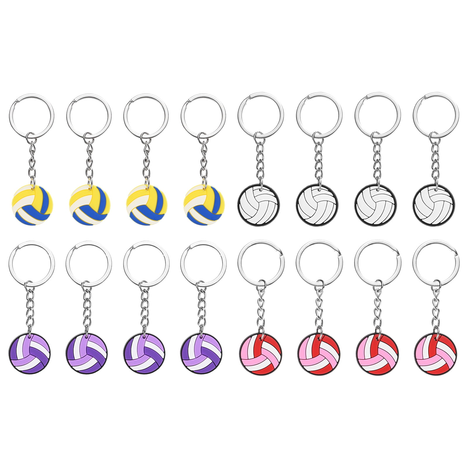 16 Pcs Volleyball Keychain Bulk, Volleyball Keychains with Metal Ring ...