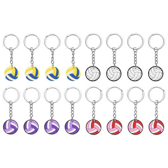 16 Pcs Volleyball Keychain Bulk, Volleyball Keychains with Metal Ring ...