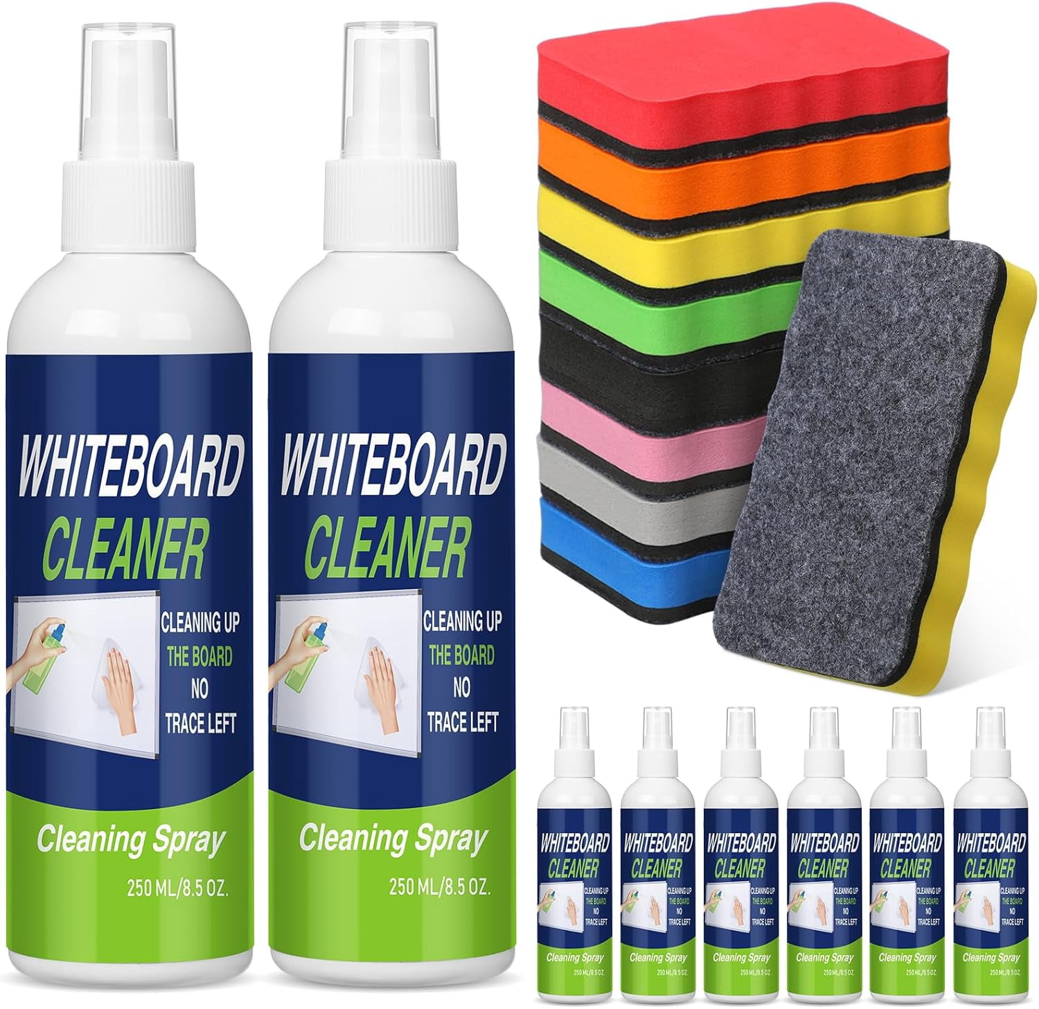 16 Pcs Whiteboard Cleaner Dry Erase Set, 8.5 fl oz Whiteboard Cleaning ...