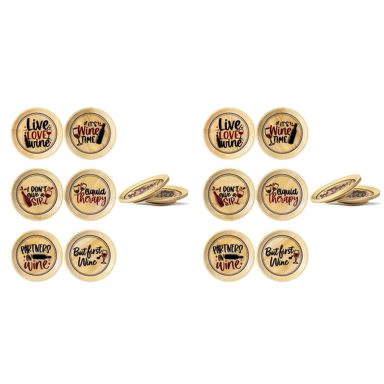 16 Pcs Wine Glass Charcuterie Topper Covers Bamboo Coasters Plate ...