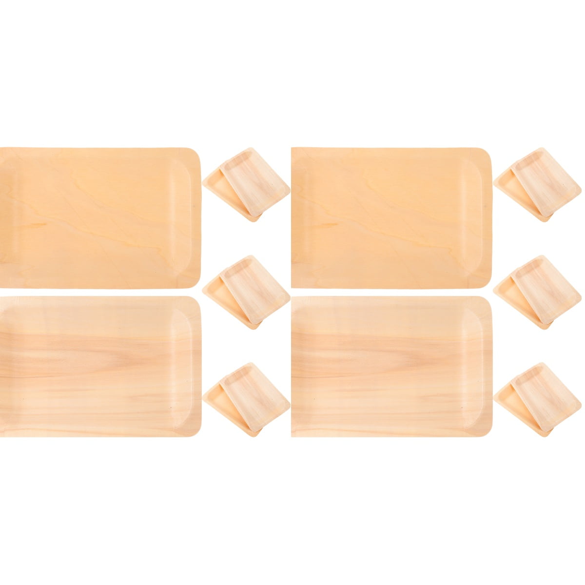 16 Pcs Wood Tray Wooden Coffee Table Rectangular Disposable Disk ...