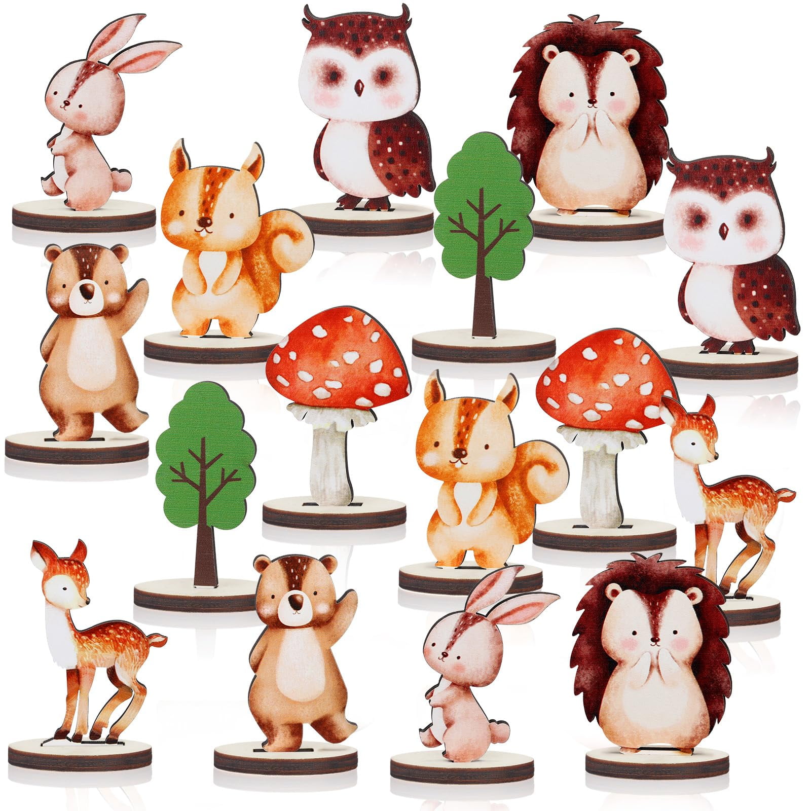 16 Pcs Woodland Animals Wood Table NSD3 Centerpieces Forest Animals ...
