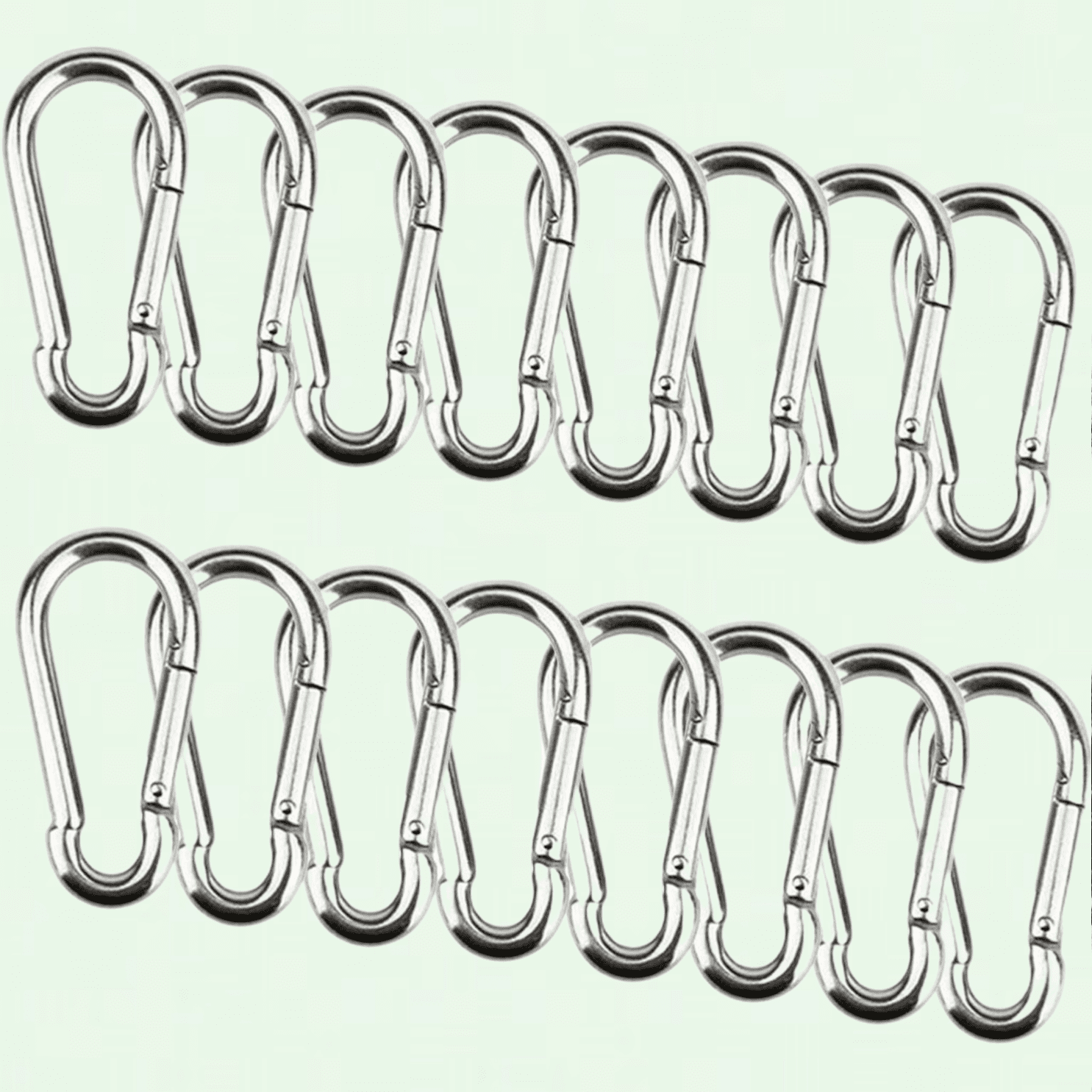 16 PcsCarabiner Clips - 304 Stainless Steel Spring Snap Hooks, Heavy ...