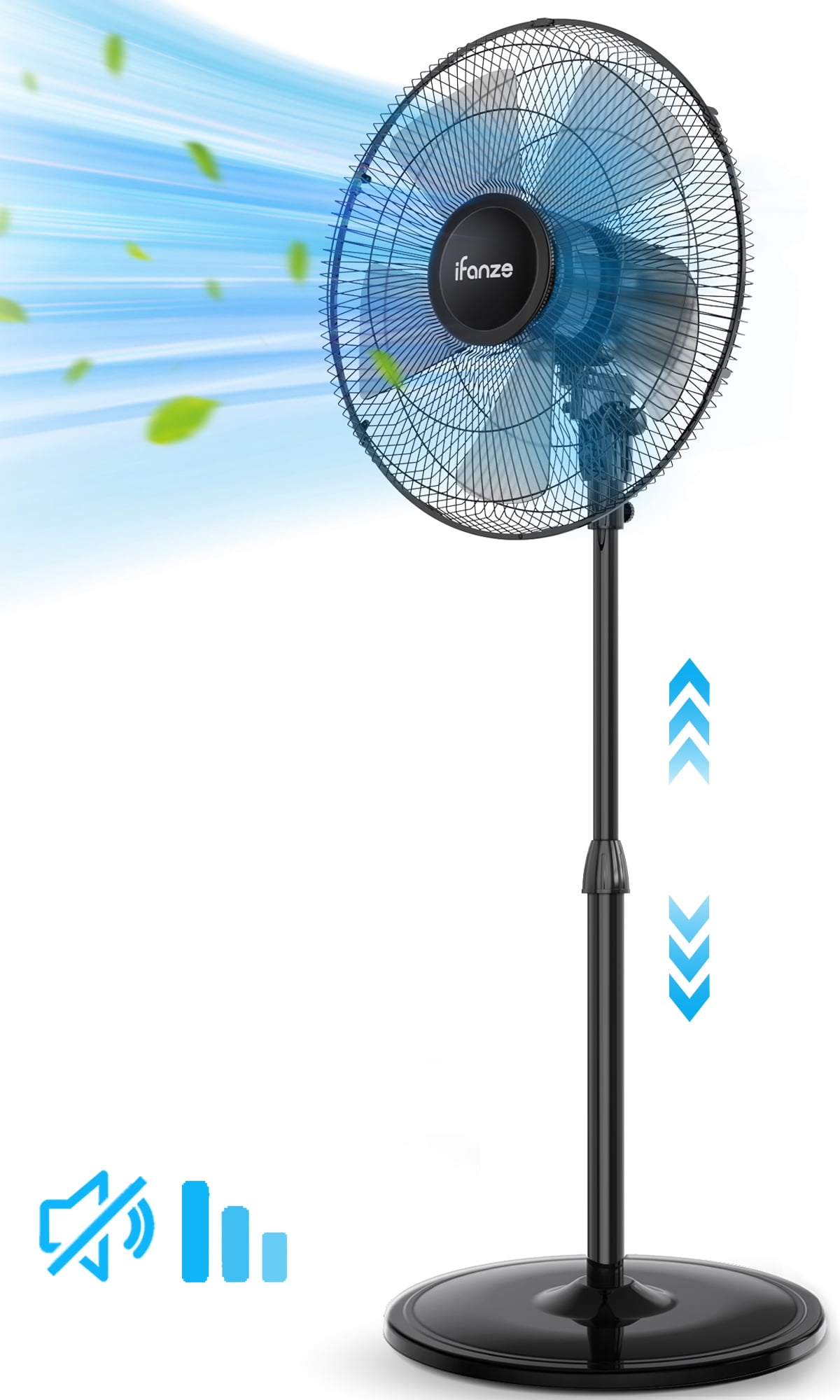 "iFanze 16"" 3-Speed Oscillating Pedestal Fan, Adjustable Height & Tilt ...