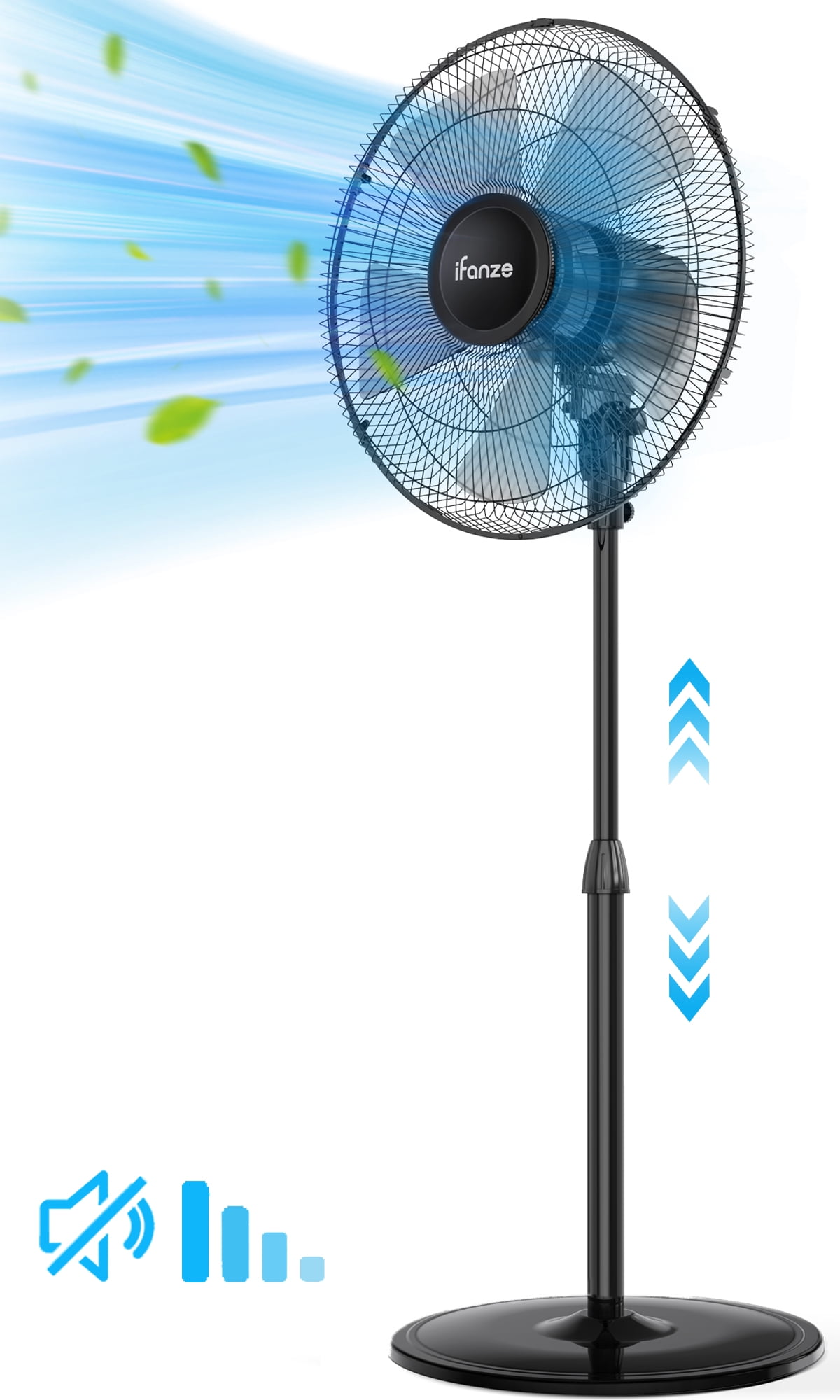 16" Pedestal Fan with 3-Speeds, Oscillating Stand up Fan with ...