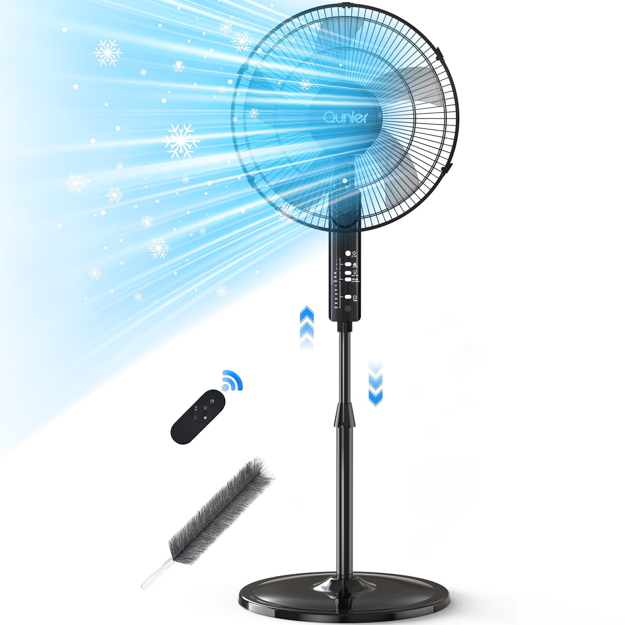 16" Pedestal Fan with Remote, 3-Speed Height Adjustment Standing Fan ...