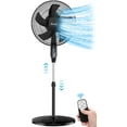 16" Pedestal Fan with Remote, iFanze 3-Speed Height Adjustment Standing ...