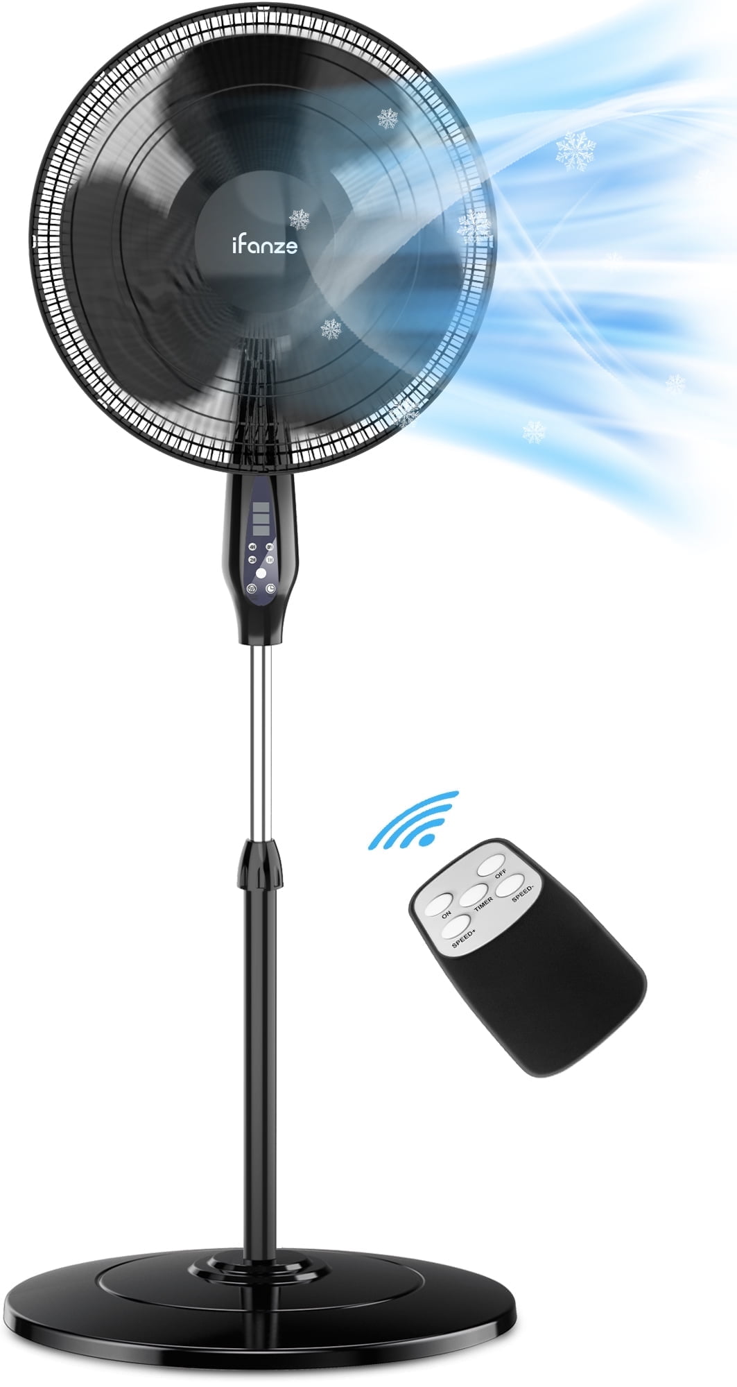 iFanze 16'' Pedestal Oscillating Fan with Remote, Adjustable Height, 3 ...