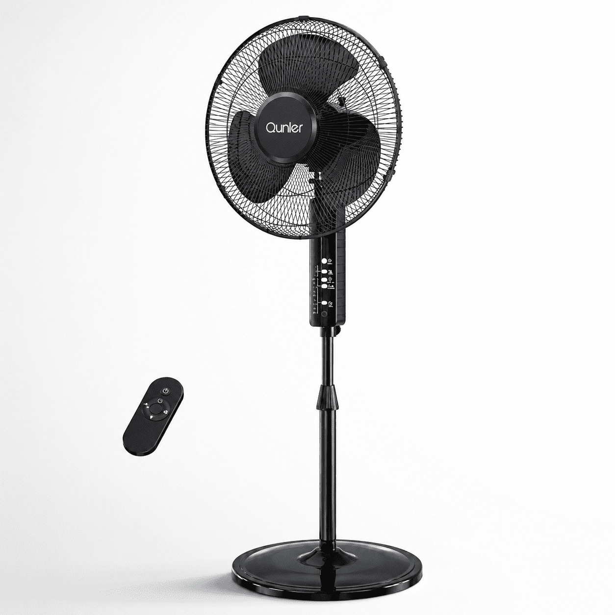 16" Oscillating Standing Fan with Remote, 3-Speed, Height Adjustment ...