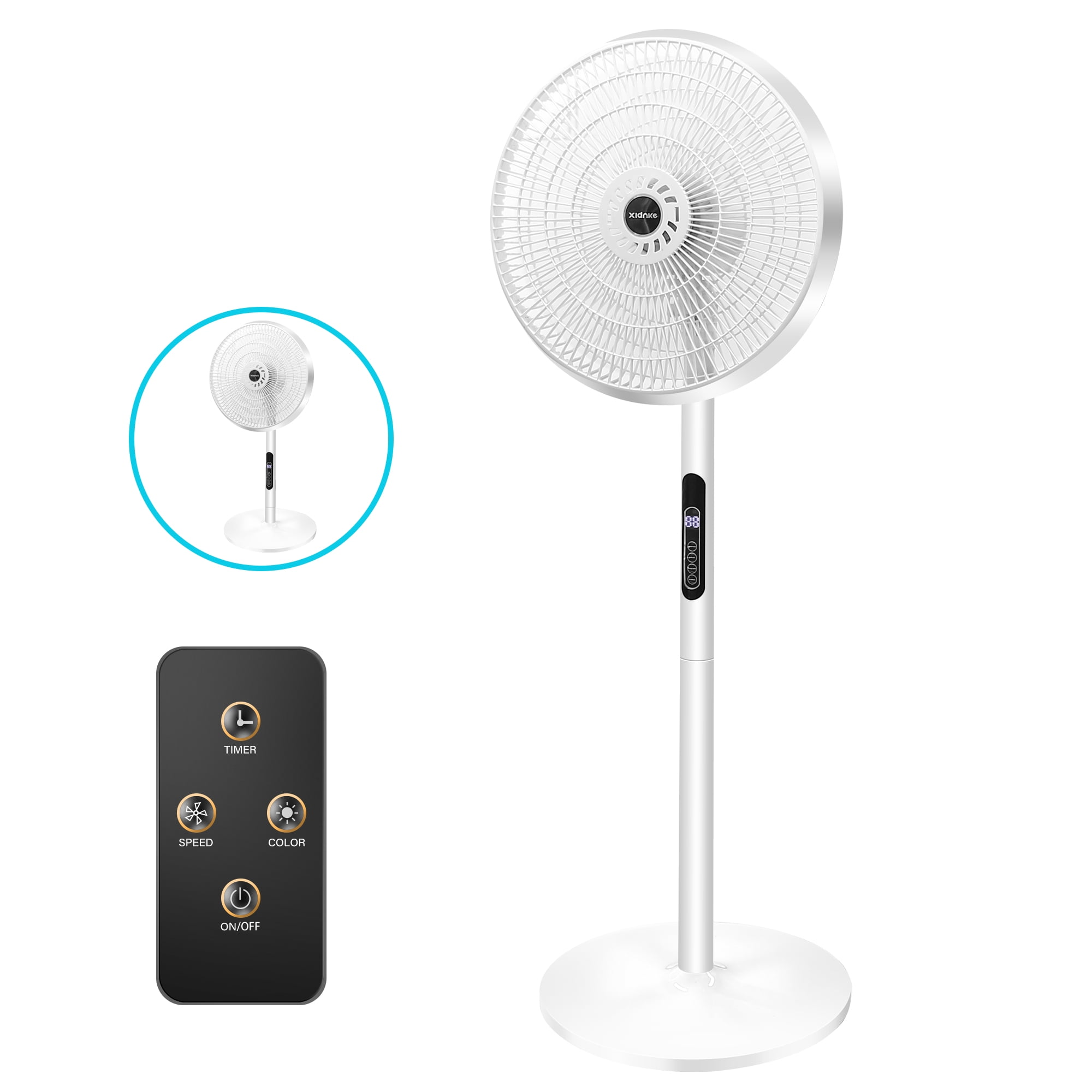 16" Pedestal Remote Control Oscillating Stand up Fan 9-Hour Timer, 8 ...