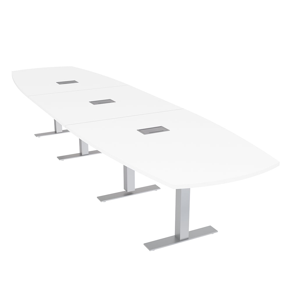 16 Person Arc Boat Modular Powered Conference Table Metal T-Bases ...