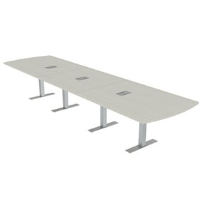 18 Ft Modular Arc Boat Conference Table Square Metal Bases w/Electric ...