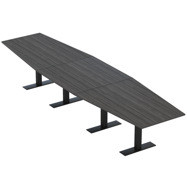 10 Person Modular Powered Hexagon Conference Room Table Metal T Bases ...