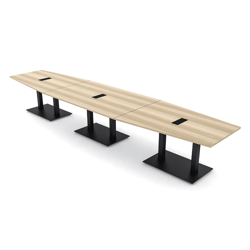16 Person Hexagon Modular Conference Table Black Bases Power Units ...