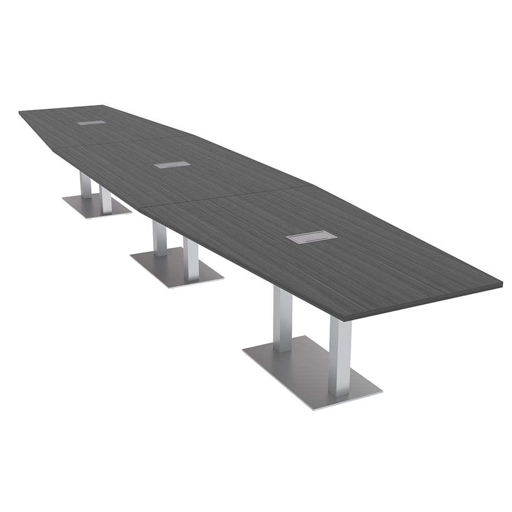16 Person Hexagon Modular Conference Table Metal Bases Power Units ...