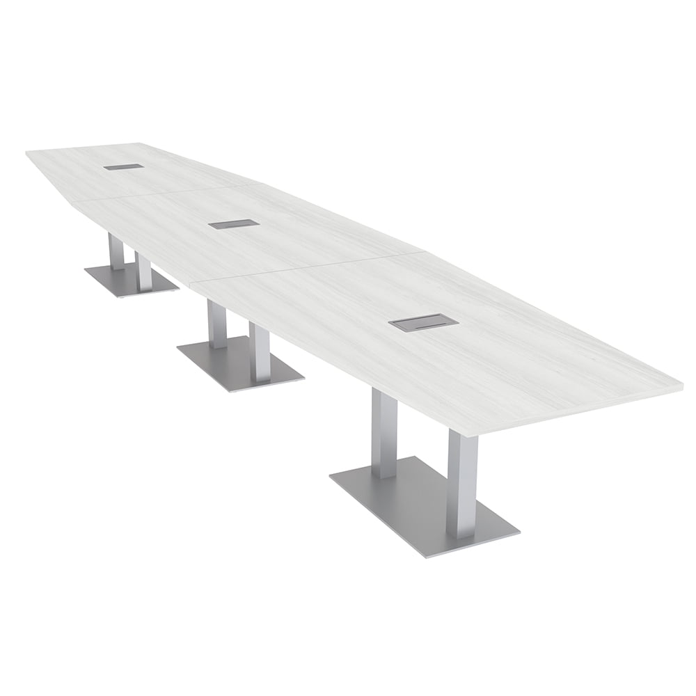 16 Person Hexagon Modular Conference Table Metal Bases Power Units ...