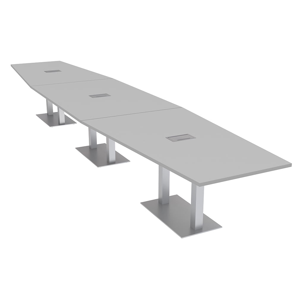 16 Person Hexagon Modular Conference Table Metal Bases Power Units ...