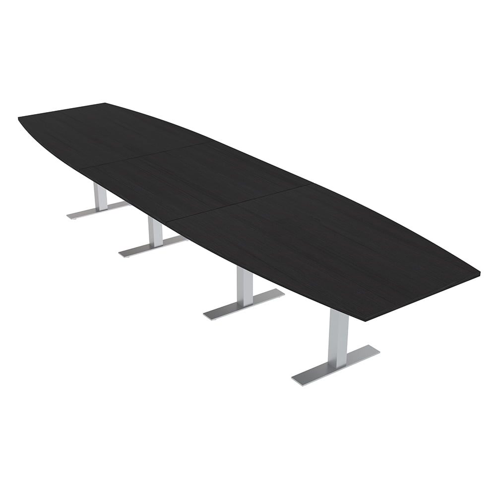 16 Person Modular Boat Shaped Powered Boardroom Table Metal T Bases ...