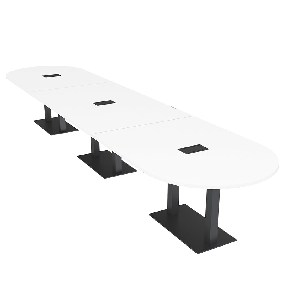 16 Person Modular Powered Racetrack Conference Table With Double Bases ...