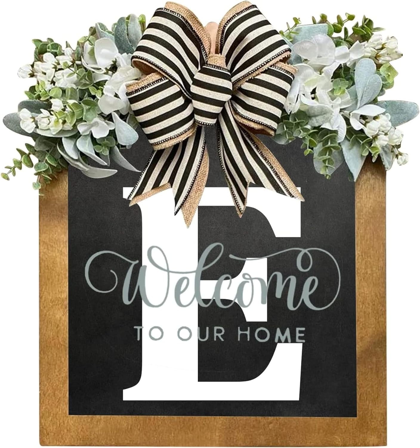 16'' Personalized Last Name Welcome Sign, Door Wreaths for Front Door ...