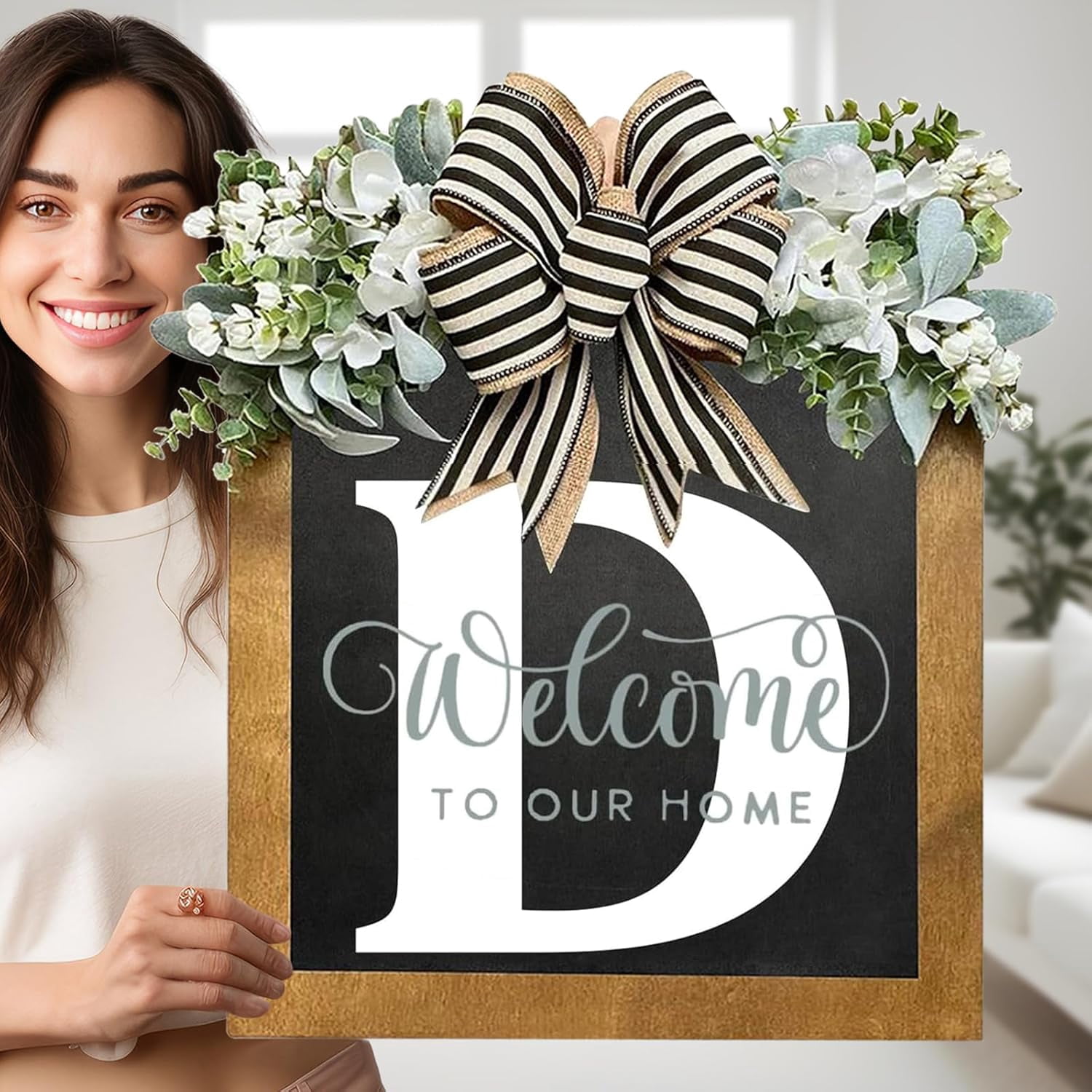 16 Personalized Welcome Sign for Front Door, Last Name Wreaths for ...