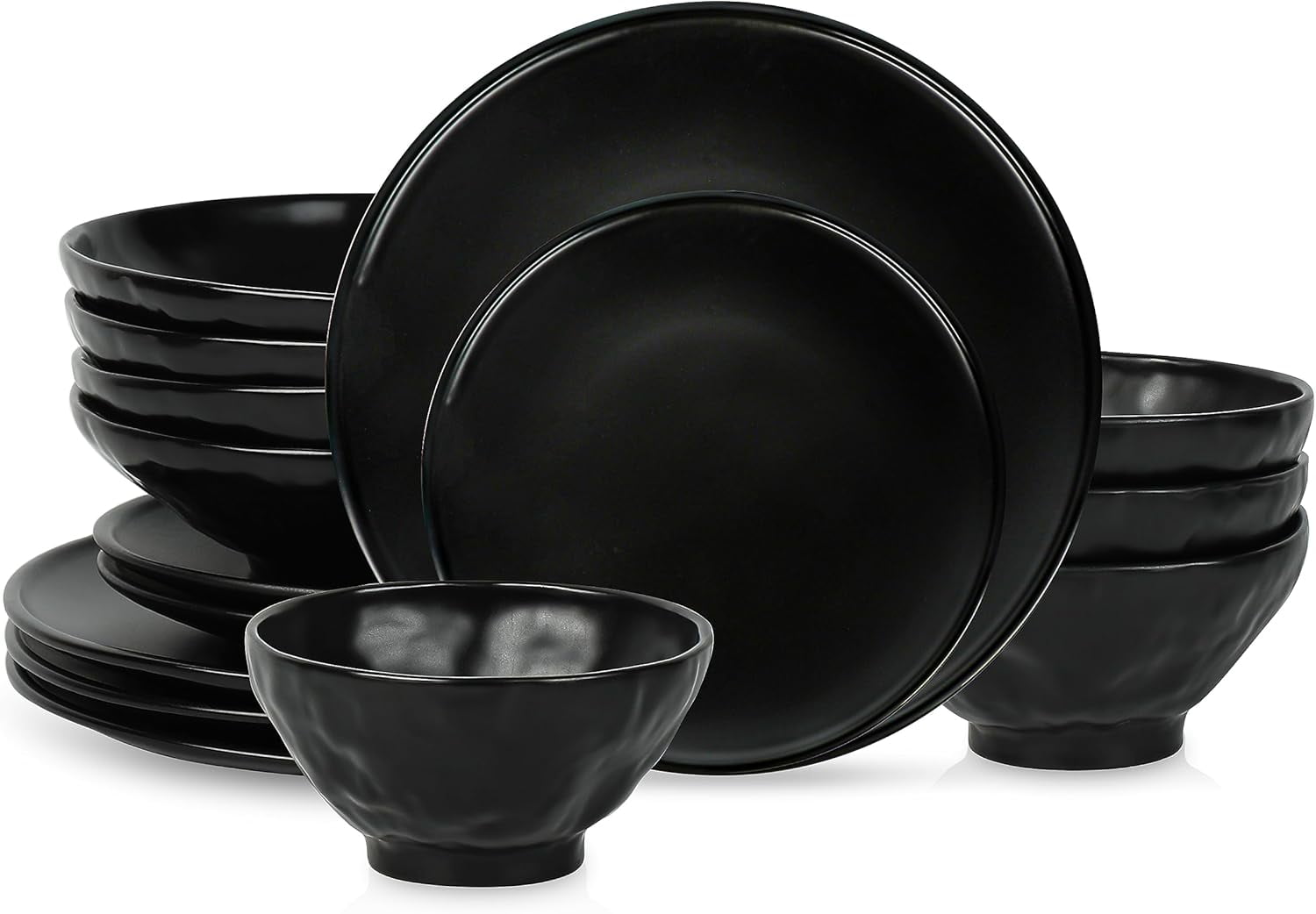 16-Piece Black Stoneware Dinnerware Set, Service for 4 - Walmart.com