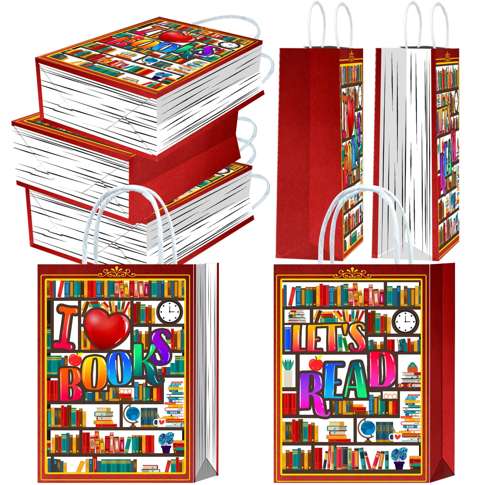 16-Piece Books Reading Goodie Bags for Book Club, Bday Party Supplies ...