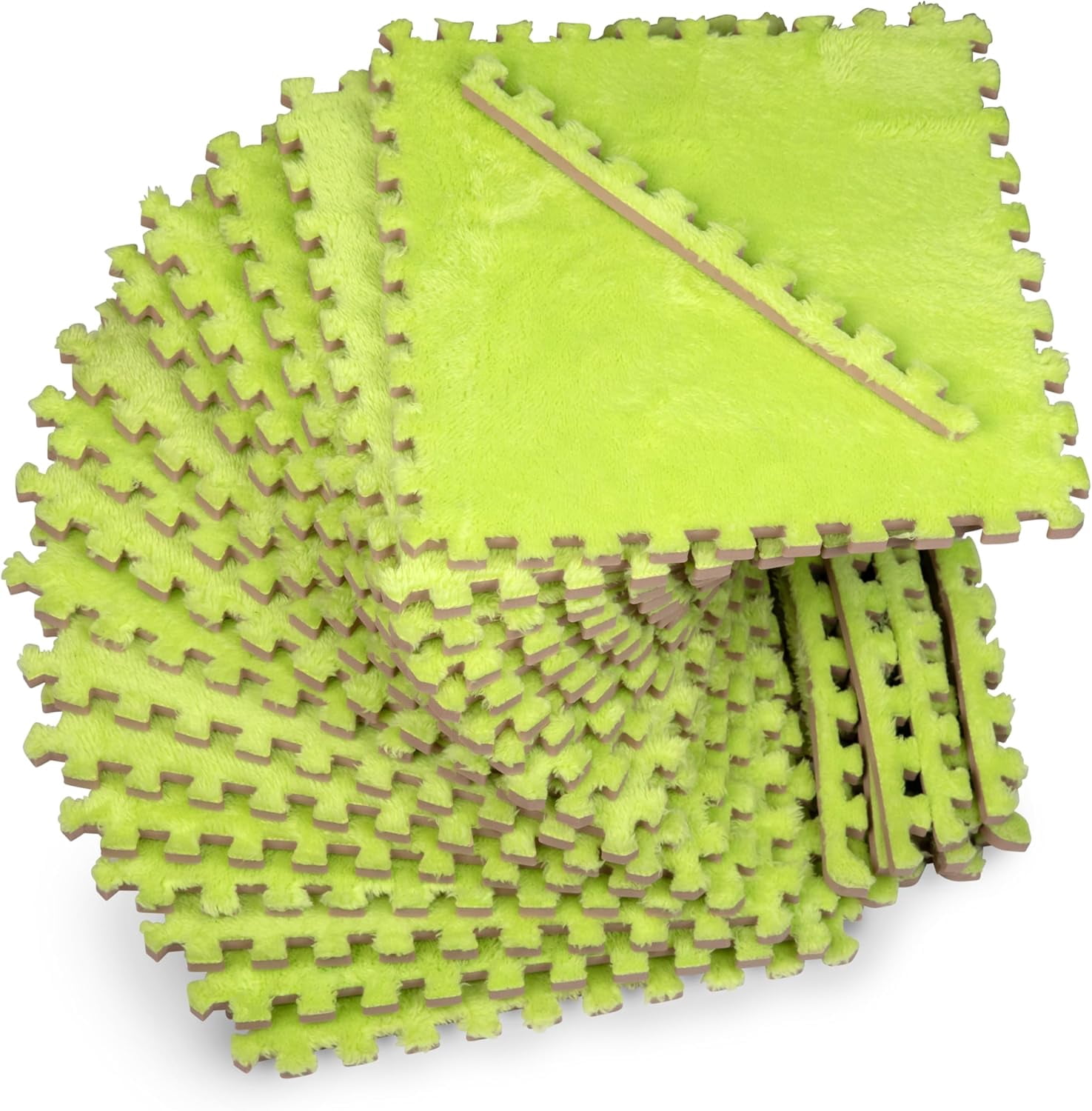 16 Piece Carpet Squares Puzzle Mat 49" x 49" Plush Interlocking Carpet ...