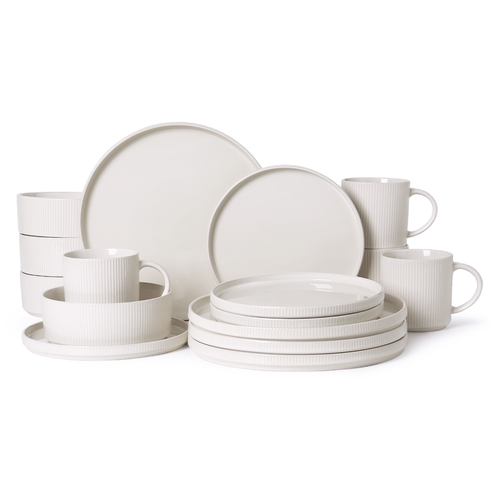 Plates and Bowls Sets with Coffee Cups, Stoneware Dinnerware Sets for 4 ...