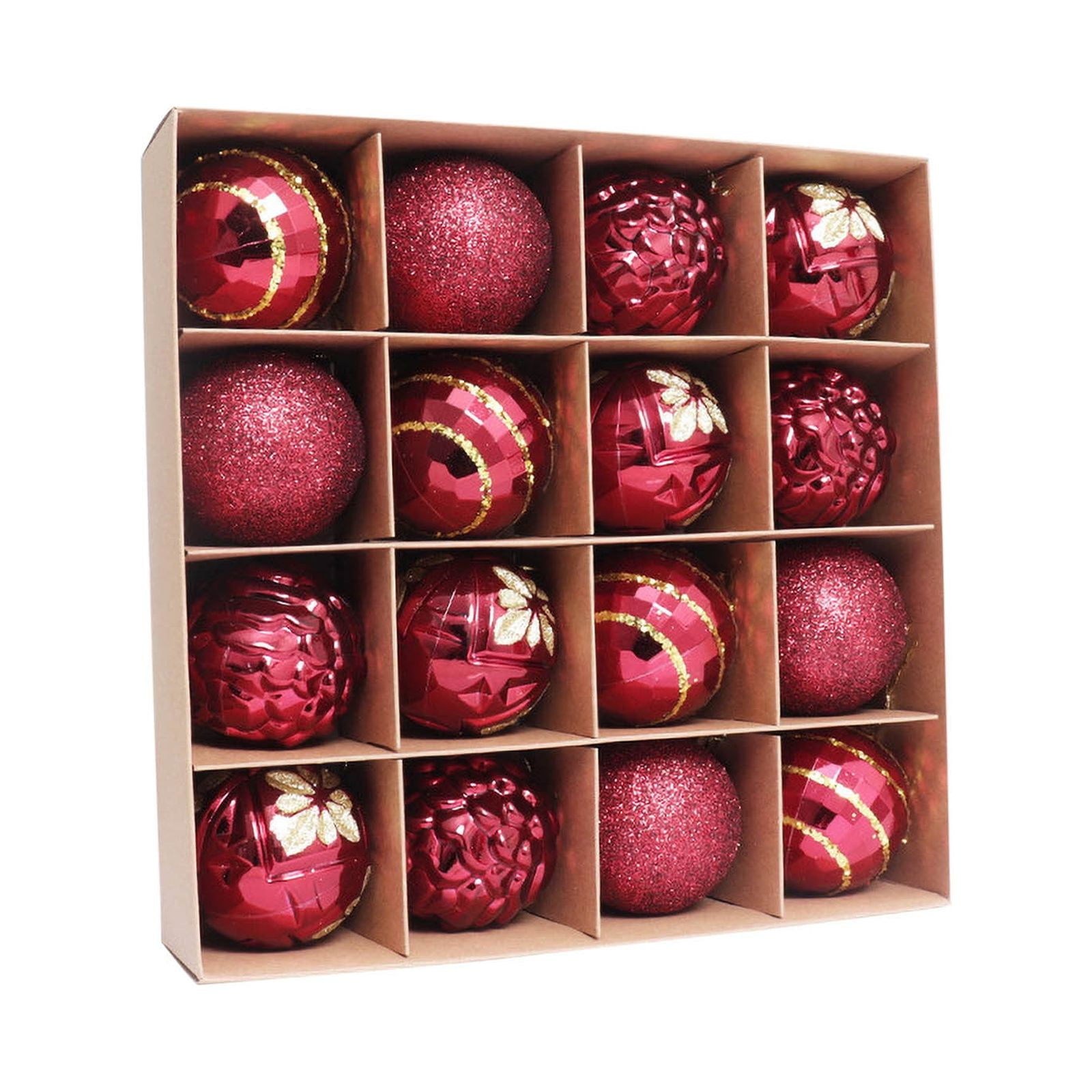 16-Piece Christmas Ball Ornaments Plastic Decor Set - Holiday Party ...