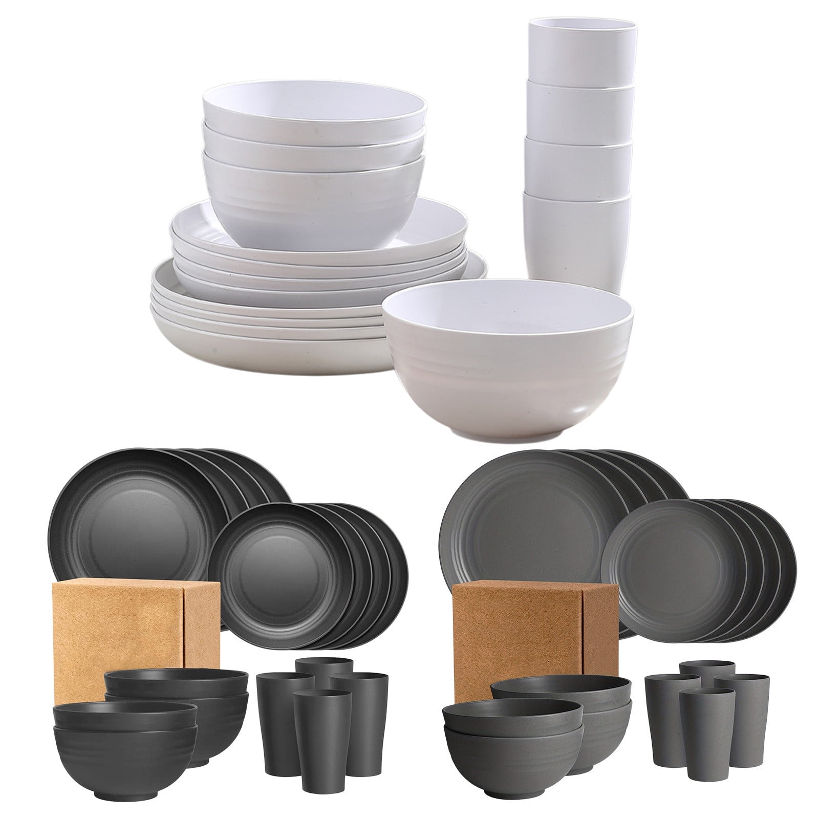 16-Piece Durable Plastic Dinnerware Set - Shatterproof Dish Set for ...