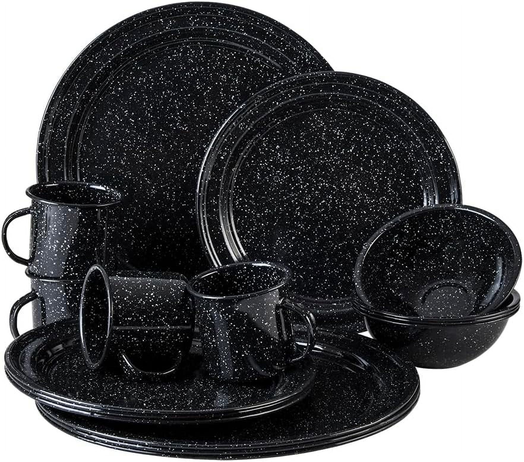 16 Piece. Enameled Dinnerware Camping/Outdoor Set for 4. Includes ...