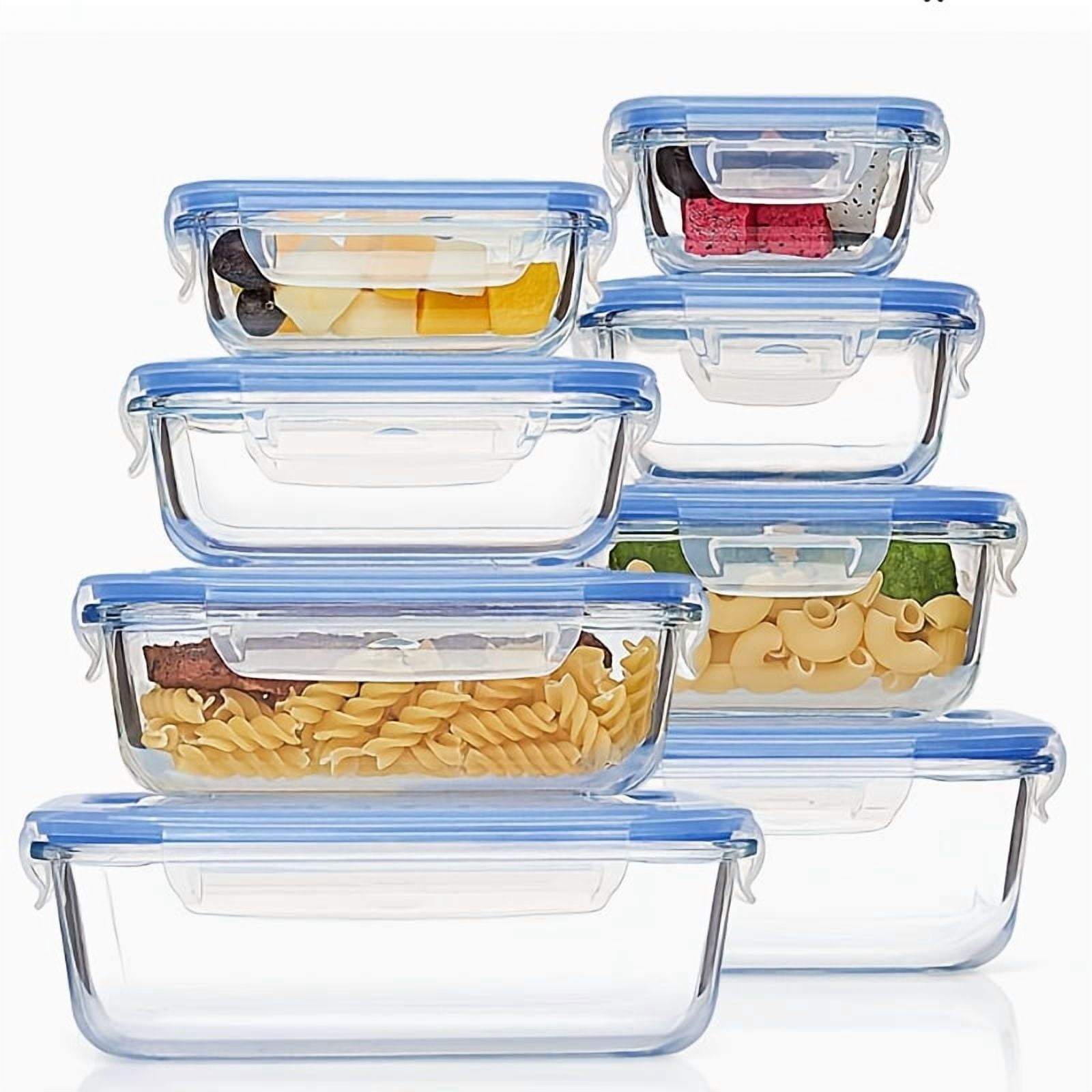 16-Piece Glass Food Storage Containers Set - 8 Containers 8 Lids ...