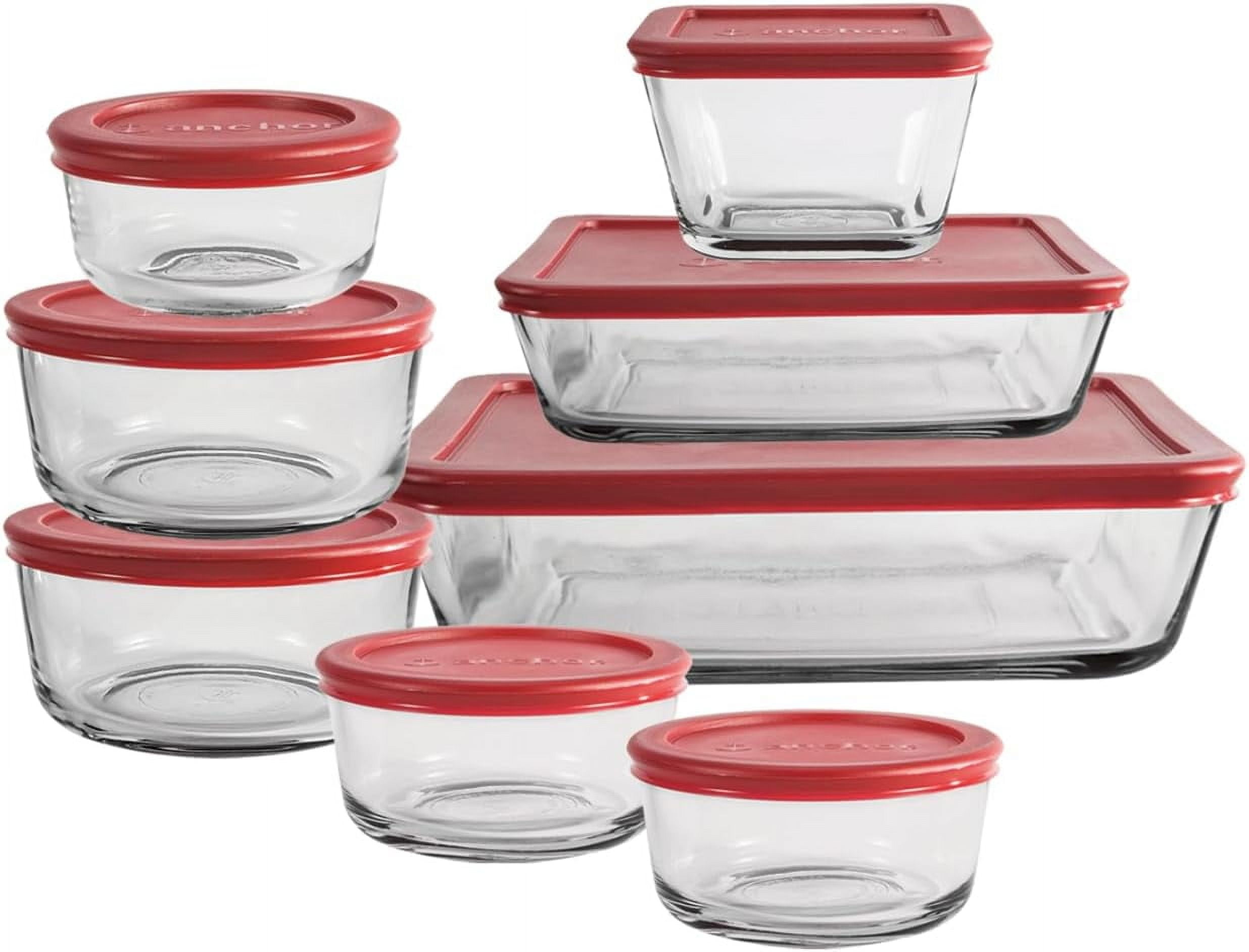16 Piece Glass Storage Containers with Lids (8 Glass Food Storage ...