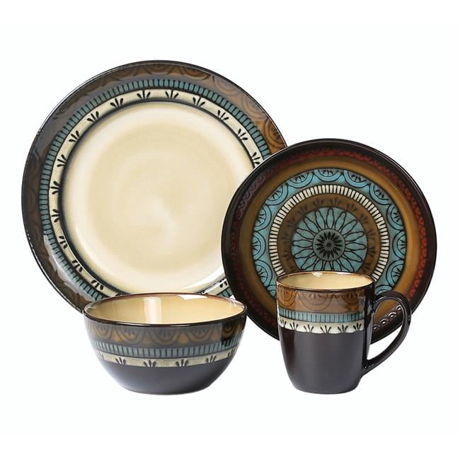 16 Piece Glazed Dinnerware, Mosaic - Service for 4 - Walmart.com