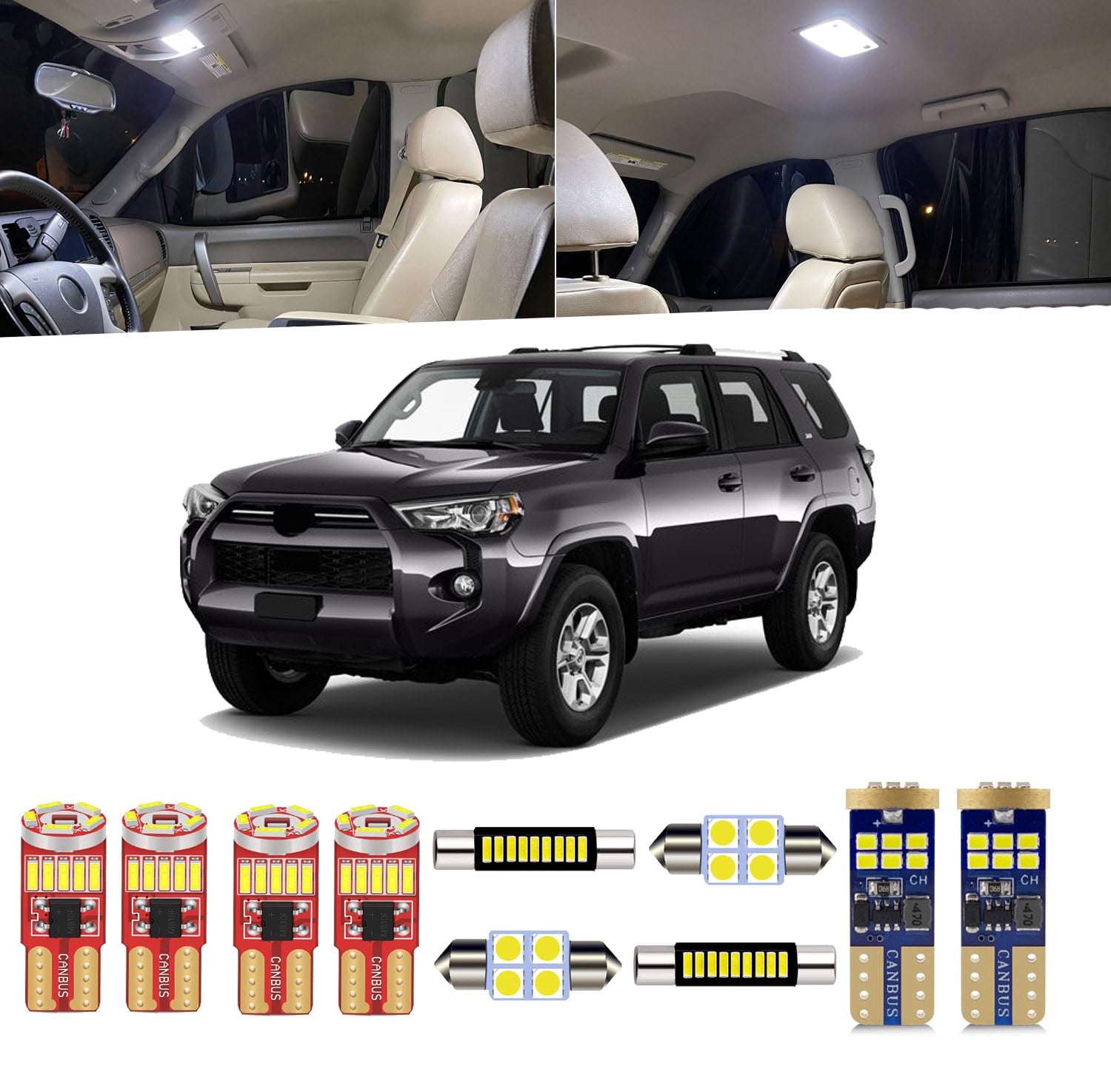 16 Piece Interior LED Lights Kit for Toyota 4Runner 2010 2011 2012 2013 ...