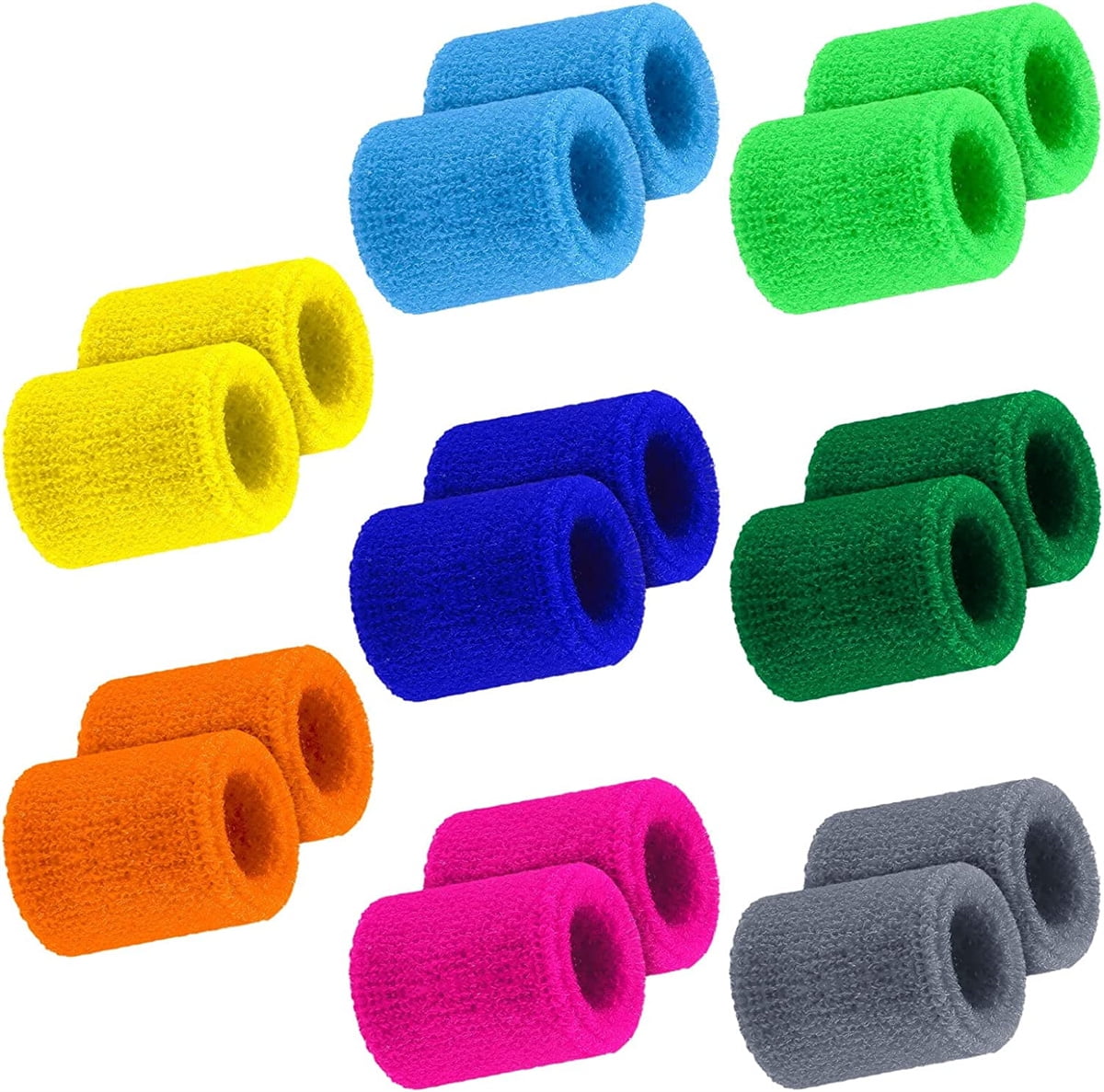 16 Piece Kids Sweatbands Sports Wristbands Headbands Set Casewin ...