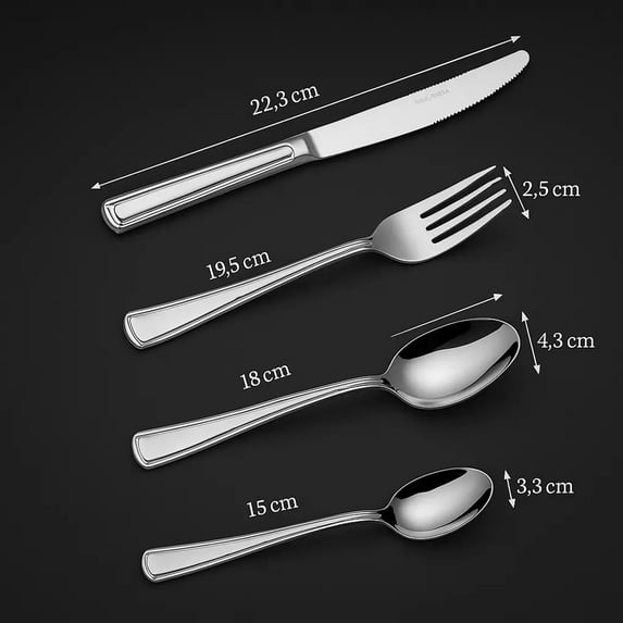 16-Piece Luxury Silverware Set, Stainless Steel Flatware Service for 4, Modern Elegant Utensil ...