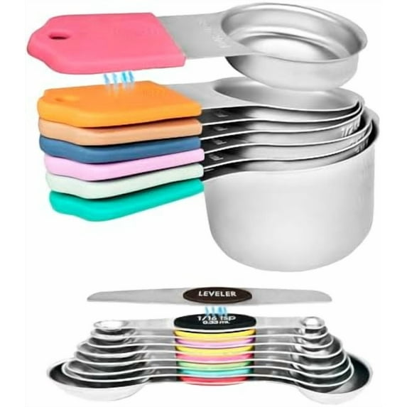 16-Piece Magnetic Measuring Cups/Spoons (Stainless Steel), Dual ...