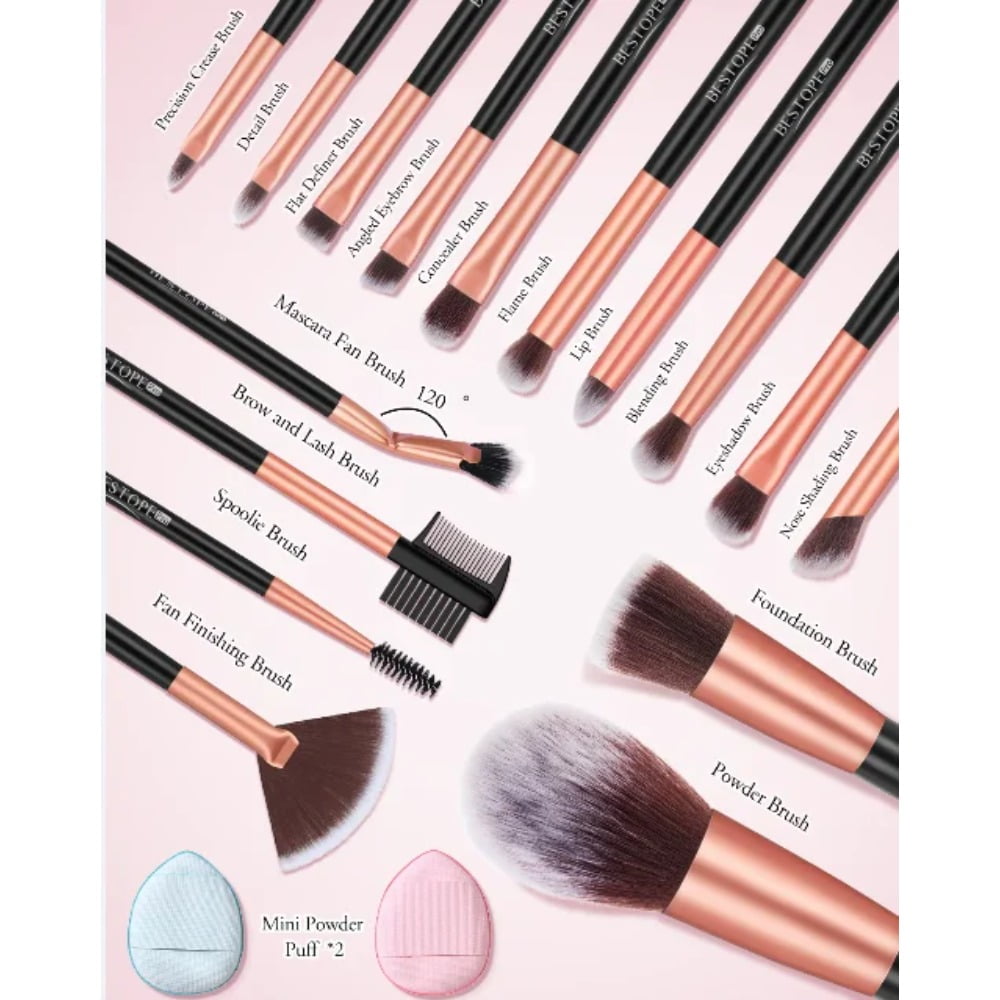 Abli 16-Piece Mini Makeup Brush Set – Compact Travel Kit with Mirror ...