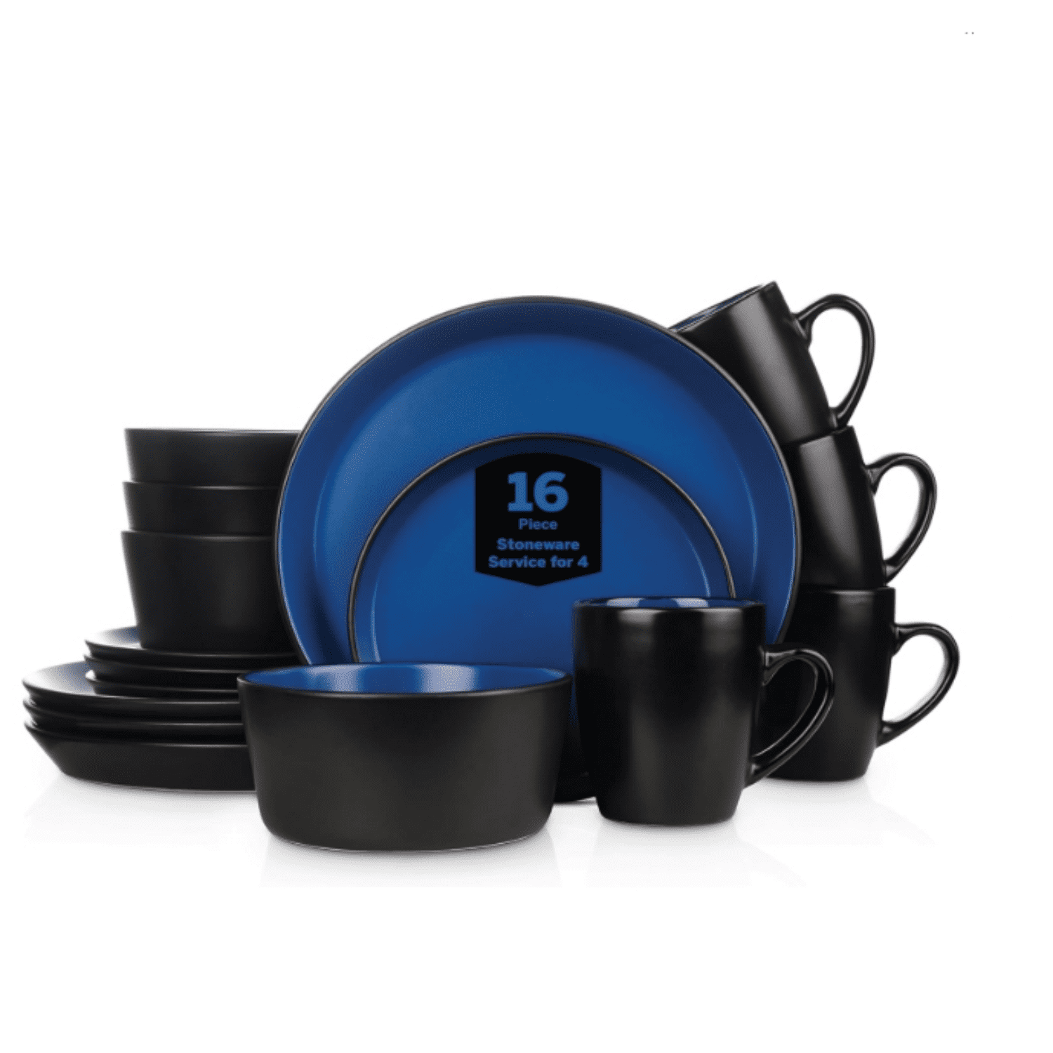 16-Piece Modern Dinnerware Set, Kitchen Plates and Bowls Sets, Dish Set ...