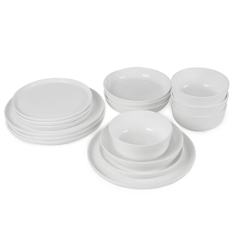 16-Piece Natural White Bone China Dinnerware Set (Set for 4) - Walmart.com