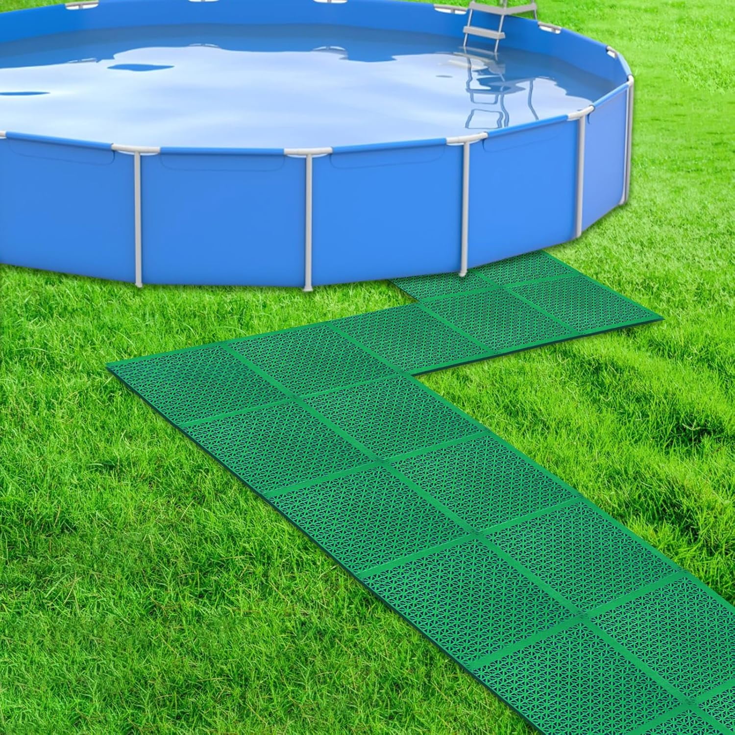 16 Piece Pool Drainage Mat, Above Ground Pool Walkways Non-Slip ...