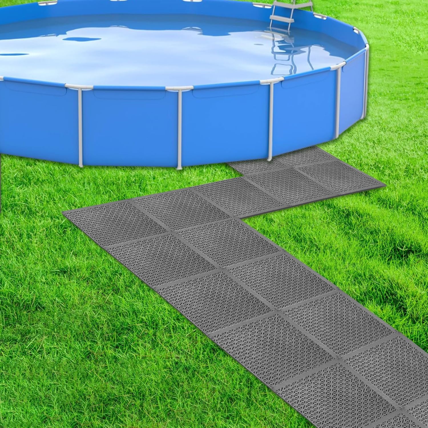 16 Piece Pool Drainage Mat, Above Ground Pool Walkways Non-Slip ...